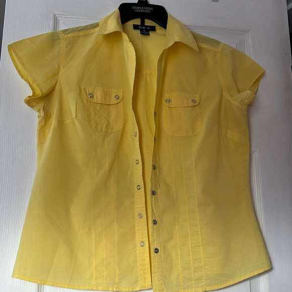 Style & Co. | Tops | Style Co Women Button Down Shirt Cotton Yellow Sz ...